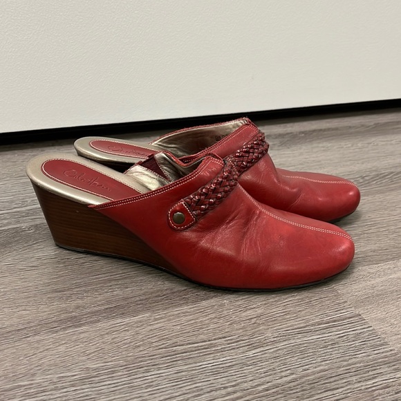 Cole Haan | Shoes | Cole Haan Womens Wedged Slip On Clog Deep Red Size ...